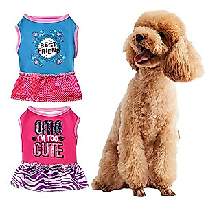 Puppy Dress - Dog Christmas Dress, Cat Sweet Dresses, Pet Princess Dress, Dog Clothes for Small Dogs Cats Puppy Pet Kitten, Pet Skirt for Thanksgiving Christmas New Year Birthday Blue S