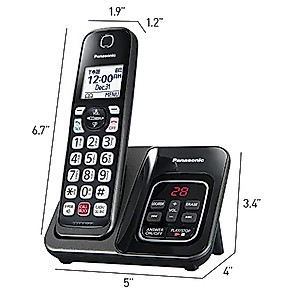 Panasonic Cordless Phone with Call Block and Answering Machine, Expandable System with 1 Handset - KX-TGD830M (Metallic Black)