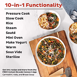 Instant Pot Pro 10-in-1 Pressure Cooker, Slow Cooker, Rice/Grain Cooker, Steamer, Sauté, Sous Vide, Yogurt Maker, Sterilizer, and Warmer, Includes App With Over 800 Recipes, Black, 6 Quart