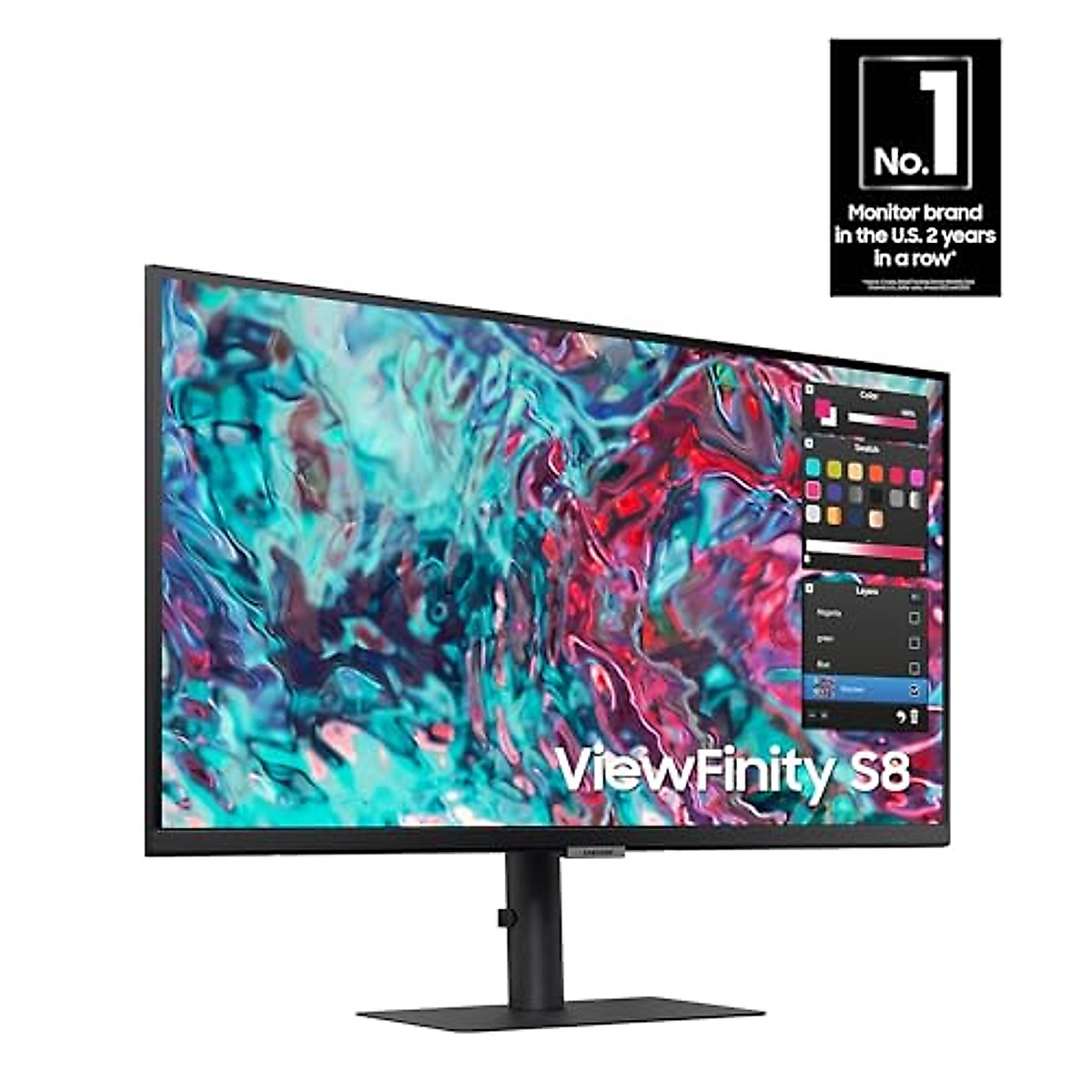 SAMSUNG 27-Inch ViewFinity S8 Series 4K UHD High Resolution Monitor, IPS Panel, 60Hz, Thunderbolt 4, HDR 10+, Built-In Speakers, Height Adjustable Stand, S27B804TGN, 2022, Black