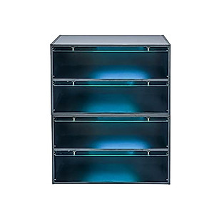 Veemuaro Shoe Storage Box, Wooden Stackable Shoe Storage Box with Sliding Glass Door, Shoe Organizer Storage Box with RGB Led Light for Up To 6 Pairs of Shoes, Shoe Storage Bin For Display Sneakers