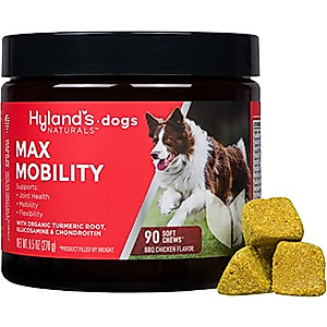 Hyland's Naturals - Dogs - Max Mobility, 90 Soft Chews, Supports Joint Health, Mobility & Flexibility, with Organic Turmeric Root, Glucosamine & Chondroitin, BBQ Chicken Flavor