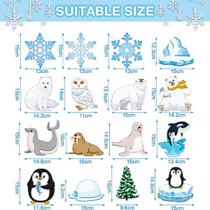 48 Pieces Winter Cutouts Christmas Classroom Bulletin Border Decoration with Glue Point Snowflake Penguin Snowman Cutouts for Winter Xmas Bulletin Board Classroom Home Office Decor (Animal)
