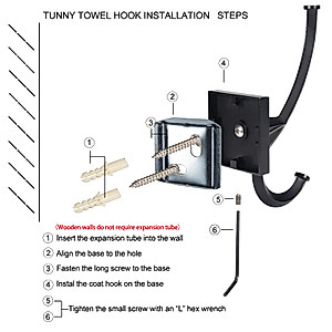 TUNNY 2 Pack Vintage Coat Hooks-Matte Black Wall Hooks Towel Hooks Towel Robe Hooks,for Entry Shoe Cabinet, Wardrobe Bathroom Bedroom Furniture Hardware
