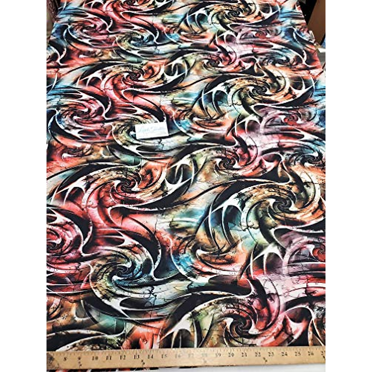 Levi Textiles, INC. Stretch Imitation Silk Chiffon Spandex Digital Print - 4 Way Stretch - 90/10 Stretch- 58/60" - Sold BTY (Ghost Waves)