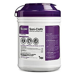 PDI-Q55172 Professional Disposables Surface Disinfectant Super Sani-Cloth Wipes, 160 Count - Purple