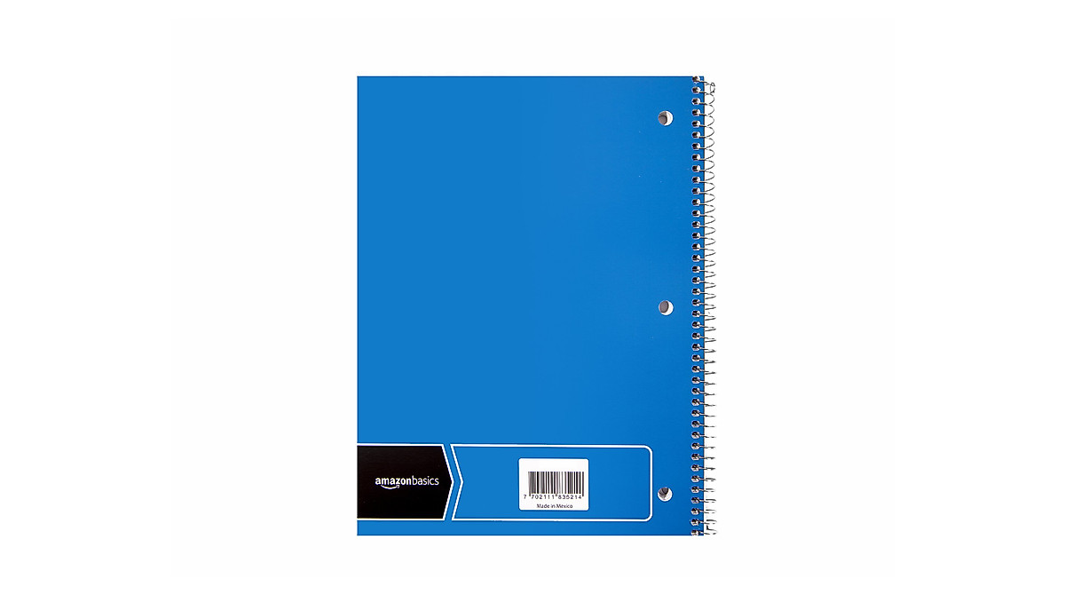 Amazon Basics Wide Ruled Spiral Notebook, 100 Sheets, 5-Pack
