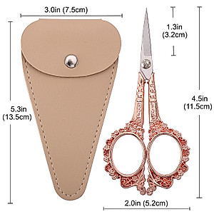 HITOPTY 4.5in Sewing Embroidery Scissors with Sheath, Small Sharp Tip Craft Crochet Scissor for Needlework Cross Stitch Threading Handicraft DIY Tool Rose Gold Shears