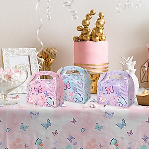 Butterfly Birthday Party Supplies Butterfly Party Favor Box, Gift Box, Treat Boxes, Candy Box for Butterfly Birthday Party Decorations, Mix 3 designs, 24Pack.