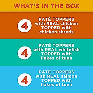 Meow Mix Paté Toppers Wet Cat Food, Seafood & Poultry Variety Pack, 2.75 Ounce, 12 Count(Pack of 1)