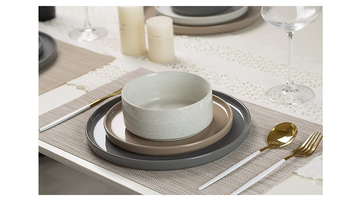 Famiware Nebula Plates and Bowls Set, 12 Pieces Dinnerware Sets, Dishes ...