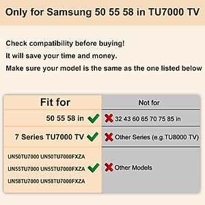 Base Stand for Samsung TV Legs, Only for UN50TU7000 UN55TU7000 UN58TU7000 UN58TU7000FXZA UN55TU7000FXZA UN50TU7000FXZA BN63-18871A, with Non-slip Feet (Black)