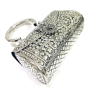 Indian Brass Clutch Silver white clutches Vintage Handmade Brass metal purse Hand clutch Handbag for women party Bride marriage clutch