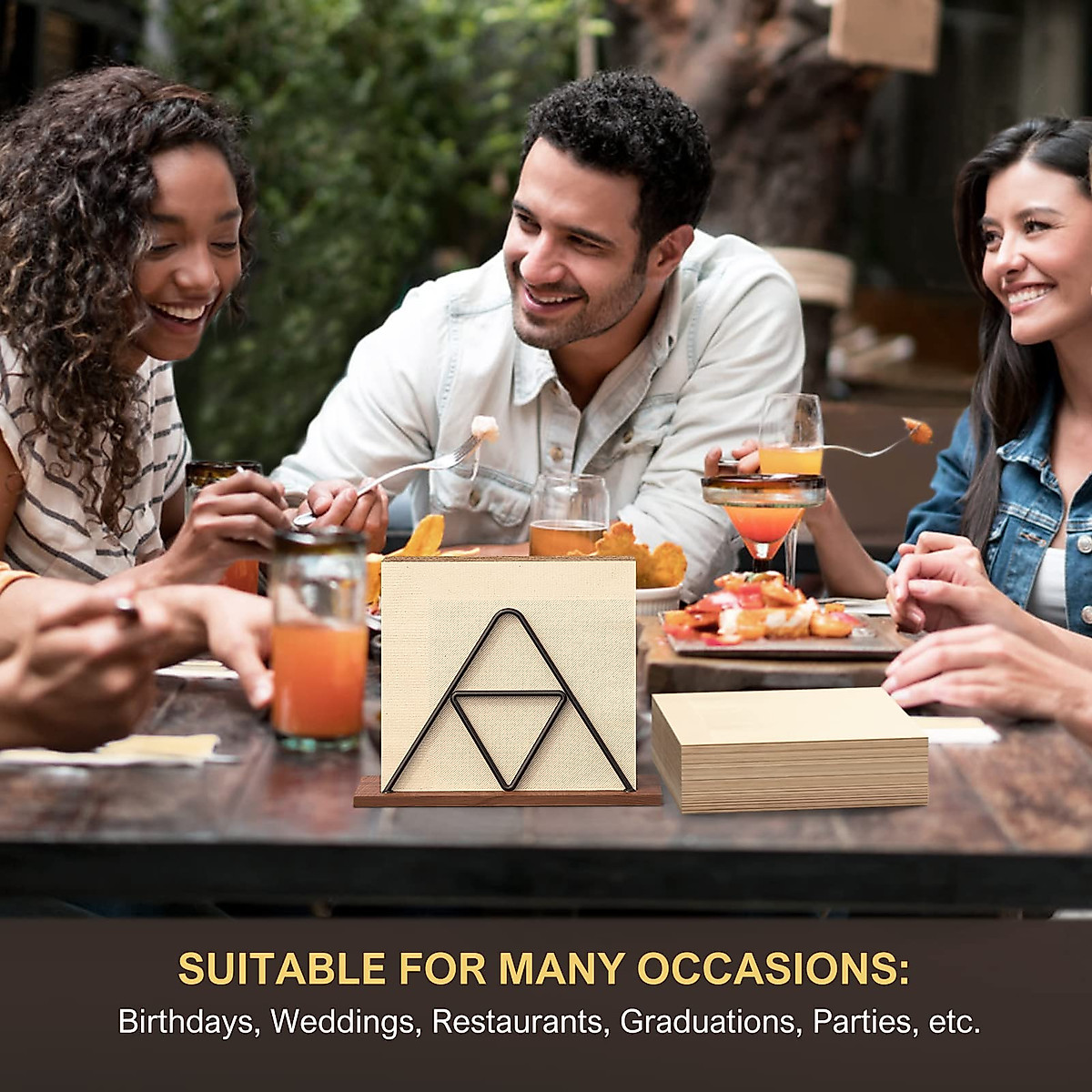 Gezond 50pcs Compostable Paper Napkins, Disposable Dinner Napkins 13 x 13 in Unbleached 2-ply Eco Lunch Tissue, Biodegradable Napkin for Thanksgiving Christmas Big Party