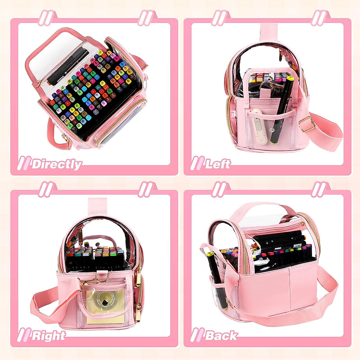 Liengoron Large Colored Pencil Case for 180 Pencils Pencil Case Organizer Colored Pencil Holder Color Pencil Case with 4 Pockets for Colored Pencils Paint Brushes Watercolor Pens Art Supplies, Pink