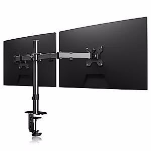 Suptek Dual LED LCD Monitor Desk Mount Heavy Duty Fully Adjustable Stand for 2 / Two Screens up to 27 inch
