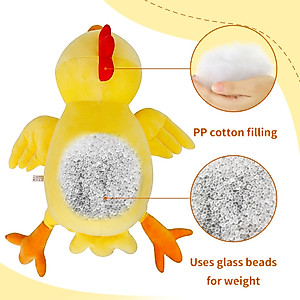 IdeaMeme Weighted Chick Plush, 24" 4.2 lbs Weighted Stuffed Animals, Cute Plushie Dolls Throw Pillow Birthday for Children Kids Adults