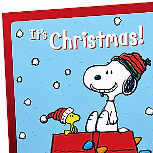 Hallmark Peanuts Christmas Cards Assortment, Snoopy and Woodstock (6 Cards with Envelopes, 2 Designs)