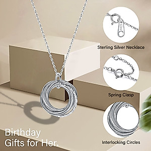 IEFLIFE 50th Birthday Gifts for Women, 5 Circle Necklaces 50th Birthday Gifts Jewelry for Women Her Fifty 50 Years Old Birthday Gifts for Women 5 Decades Necklace for Women