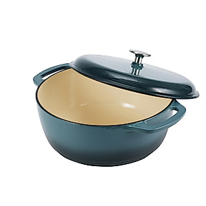 Amazon Basics Cast Iron Dutch Oven Pot with Lid, Enameled, Round, Dual Handles, Heavy-Duty, Medium, 6-Quart, Gray