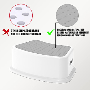 UNCLE WU 2 Pack Kids Step Stool - Toddler Step Up Stool for Kitchen - Bathroom Safety Bottom as Potty Training Stool - Slip-Resistant Surface1 Step Stool for Kids/Adult (Gray White)