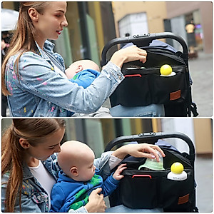 Miracle Baby Stroller Organizer Bag for Mom,Universal Stroller Storage Caddy Diaper Bag- Compatible with Most Stroller - Multifunctional Larg(Black)