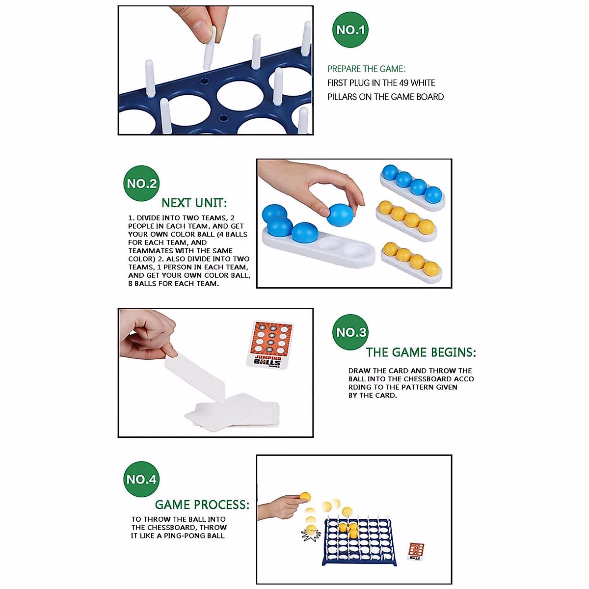 VIZH Bounce Ball Game Family Party Board Games Ball Toy, Desktop Bouncing Ball Game,Family Bouncing Balls Board Game with Pattern Challenge for Party, 2-4 Palyers Game