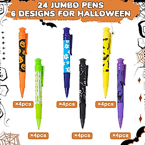 Letapapa Halloween Party Favor for Kids, 24 Pcs Halloween Jumbo Pens in 6 Designs, Halloween Toys, Goodie Bag Stuffers Fillers, Trick or Treat, School Classroom Rewards