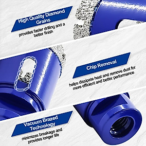 SHDIATOOL Diamond Drilling Bits 1-3/8 Inch for Porcelain Ceramic Tile Marble Brick Dry Core Drill Bits Hole Saw 35mm