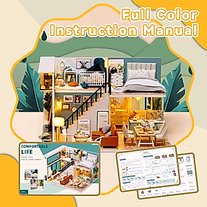 Flever Dollhouse Miniature DIY House Kit Creative Room with Loft Apartment Scene for Romantic Artwork Gift (Comfortable Life)