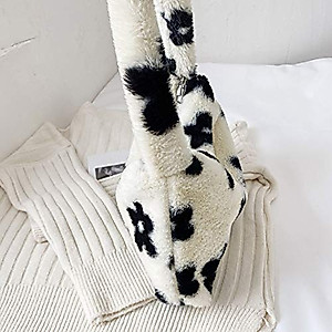 Aktudy Shoulder Bags for Women Girls Plush Animal Pattern Underarm Bag Top-handle Handbag
