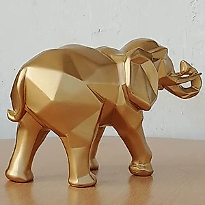 Elephant Statue Abstract Elephant Figurine Art Sculpture Animals Elephant Ornaments for Home Bedroom Living Room Garden Office - Gold