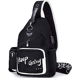Casual Sling Bag for Women Men, Small Chest Pack for Travel Sport College School (Keep Going)
