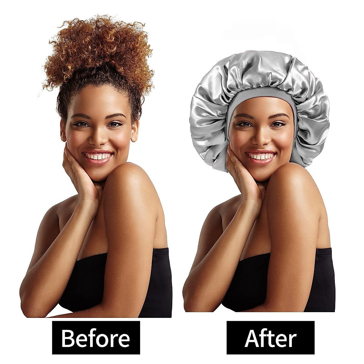 Facynos Large Women Silk Satin-Bonnet - Extra Soft Elastic Band Sleeping Caps for Curly Dreadlock Braid Hair