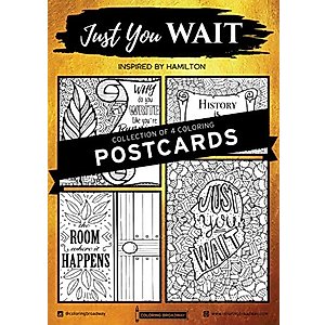 HAMILTON | "Just You Wait" Collection | Coloring POSTCARDS by Coloring Broadway | Hand-drawn illustrations - Printed on matte card stock (5" x 7") - Set of 4 Individual Postcards