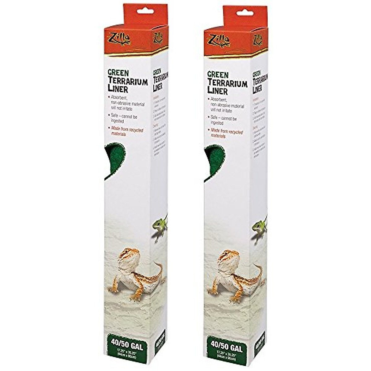(2 Pack) Zilla Reptile Terrarium Bedding Substrate Liner, Green, 40 Breeder/50Gallon