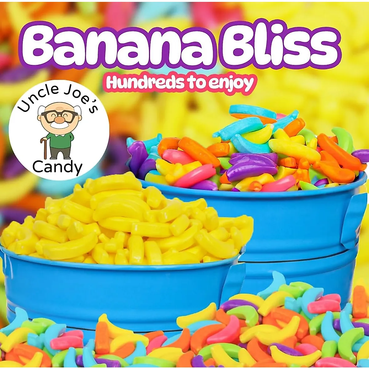 Uncle Joes Hard Banana Runts Candy, Bulk Pack in Resealable Bag, 2 lb - Perfect Joy Ride Candy for Banana Candy Lovers