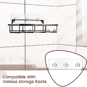 Boeetech Shower Caddy Adhesive for Replacement, Adhesive Hook Transparent Replacement Hook Wall Hooks, Strong Hanging Hooks Shower Shelves Stickers Hooks for Shower Caddy (12 PC)