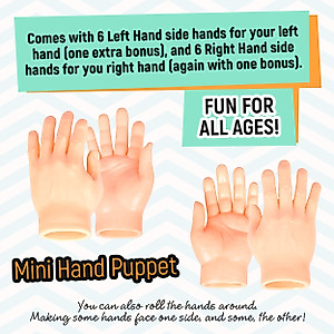 Tiny Hands Little Finger Hands– Pack of 12-6 Left & 6 Right - Finger Puppets for Hands – Small Hand Prop Accessories for Puppet Show– Mini Prank Hand & Gag Gifts for Adults– Bulk pack (30 count)