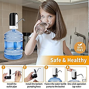 Water Bottle Pump 5 Gallon,USB Charging Automatic Water Dispenser,Portable Electric Drinking Water Pump with Rechargeable Batteries,for Home Kitchen Office Camping(Black)