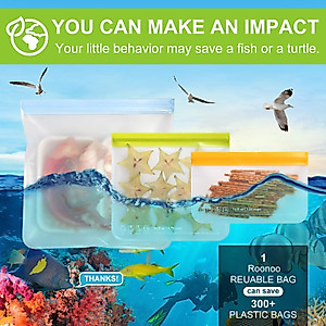 10 Pack Dishwasher Safe Reusable Food Storage Bags (5 Reusable Sandwich Bags, 3 Reusable Snack Bags, 2 Freezer Gallon Bags), Extra Thick Leakproof Silicone Free Plastic Bags