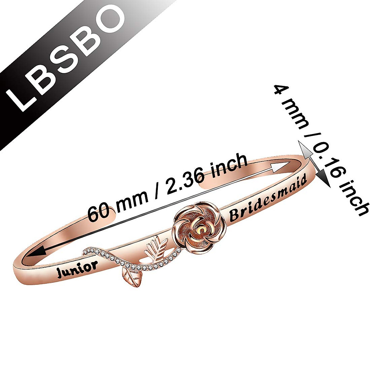 CENWA Junior Bridesmaid Bracelet Junior Bridesmaid Gift Bridesmaid Proposal Gift Junior Bridesmaid Rose Flower Cuff Bracelet (Junior Bridesmaid Br RG)