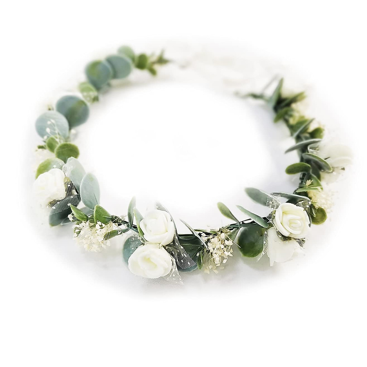 Dlynmoo Flower Crown Floral Wreath Headband Floral Crown Wedding Festivals Photo Props Headpiece TG02066