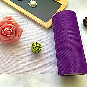 Misscrafts 3 Spools Tulle Netting Ribbons Tulle Fabric Spool 6 Inches 25 Yard per Roll for DIY Wedding Tutu Valentine Decor Yellow Green Purple