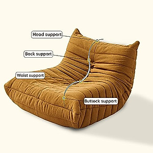 BAMOOLI Fireside Chair, Modern Comfy Teddy Fabric Lazy Floor Sofa Armless Lounge Chair, Upholstered Bean Bag Couch Oversized Corner Chair for Living Room, Bedroom, Office, Salon, Orange