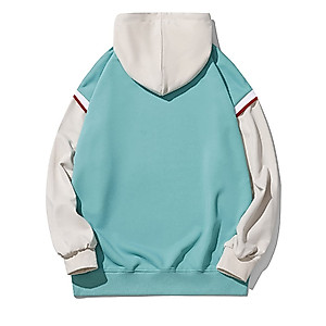 Maiyifu-GJ Men's Color Block Casual Hoodie Pullover Hip Hop Patchwork Hooded Sweatshirt Casual Long Sleeve Hoodies Outwear (Green,Small)