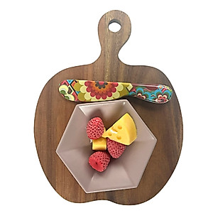 (Set of 6) 10.5" Apple Shaped Bulk Plain Acacia Cutting Board with Handle | For Customized, Personalized Engraving Purpose | Wholesale Premium Acacia Board (10.5" Apple)