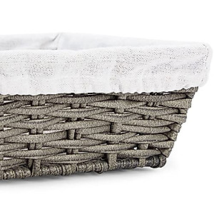 3-Pack Square Wicker Storage Baskets with Liners with Cloth Lining, Small Woven Bins for Organizing Kitchen, Pantry Shelves, Bathroom, Laundry Room, Closet (9x4 in)