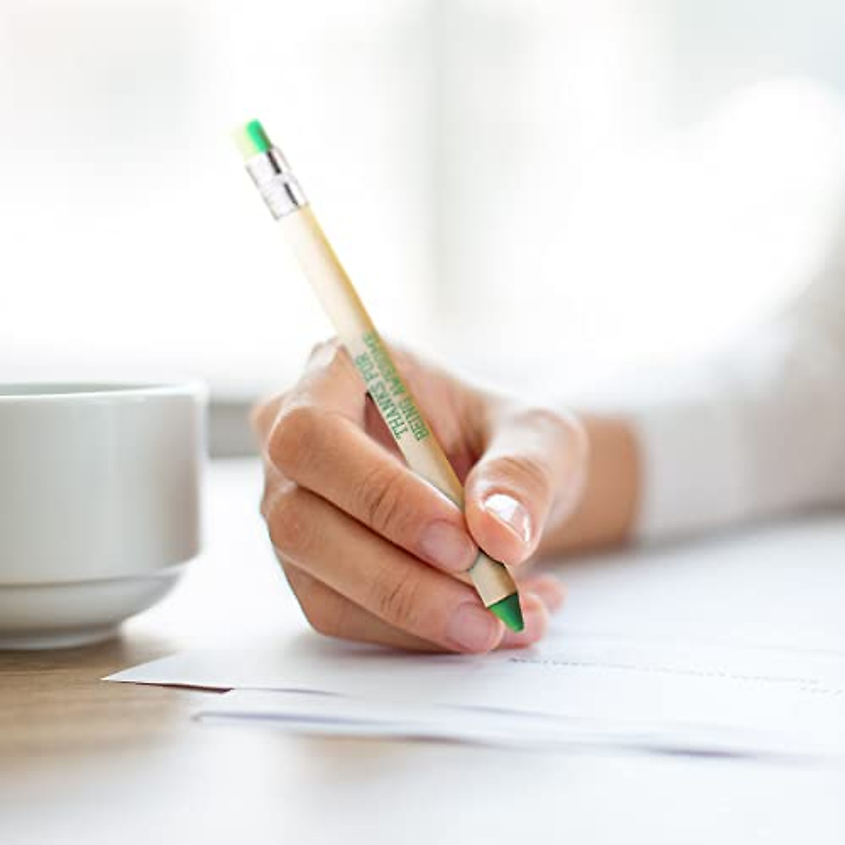 Cheersville 5 Pack of Pencil Lookalike Pens With Motivational Quotes - Ballpoint Black Ink Teacher Office Supplies Teamwork Environmentally Friendly and Biodegradable - Gift for Employee