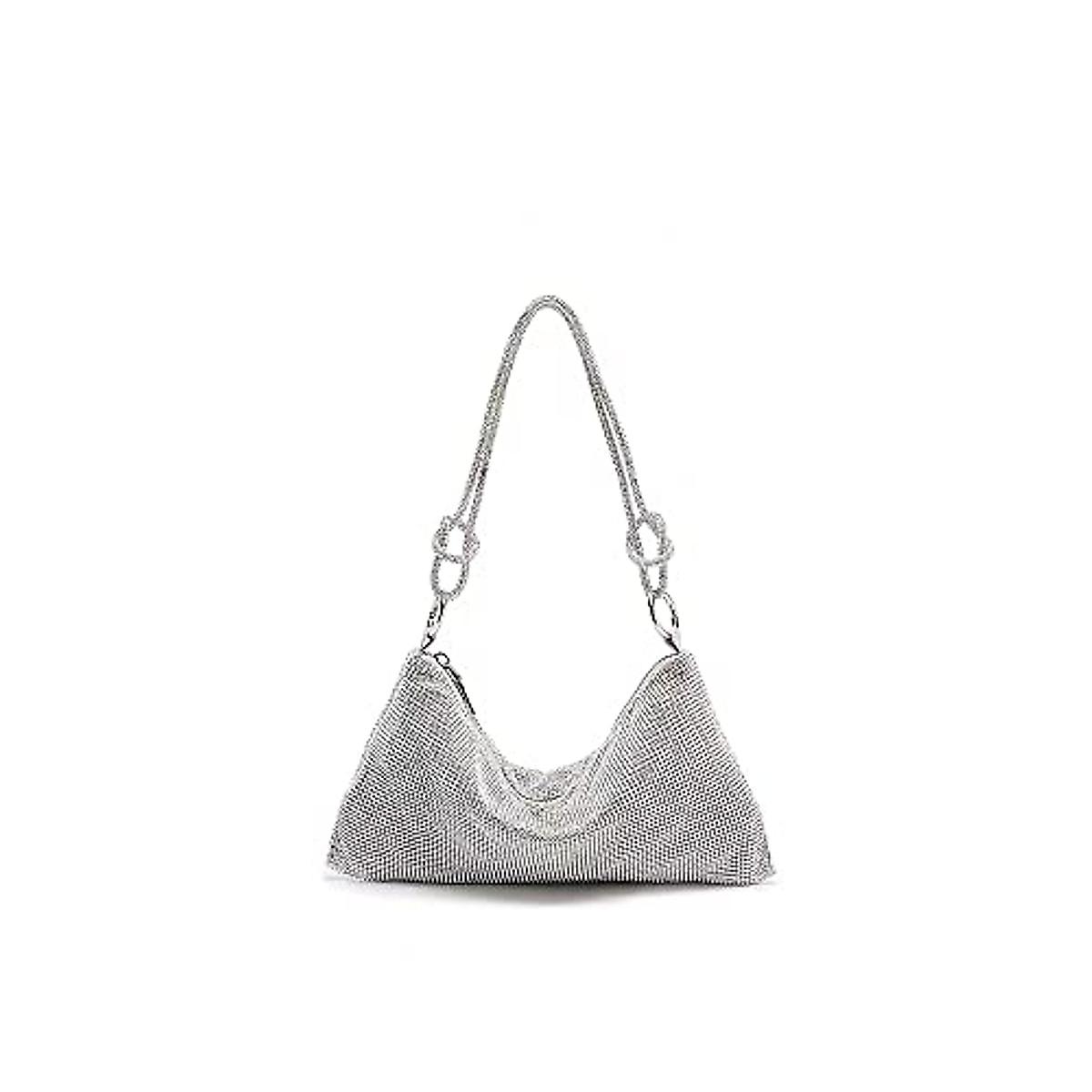 Rhinestone Purses for Women Chic Sparkly Evening Handbag Bling Hobo Bag Shiny Silver Clutch Purse for Party Club Wedding2022